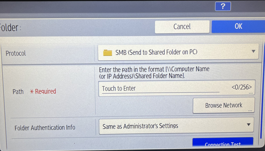 How to Add a User and Scan Folder on RICOH IM C2500 Printer – City of Fall River