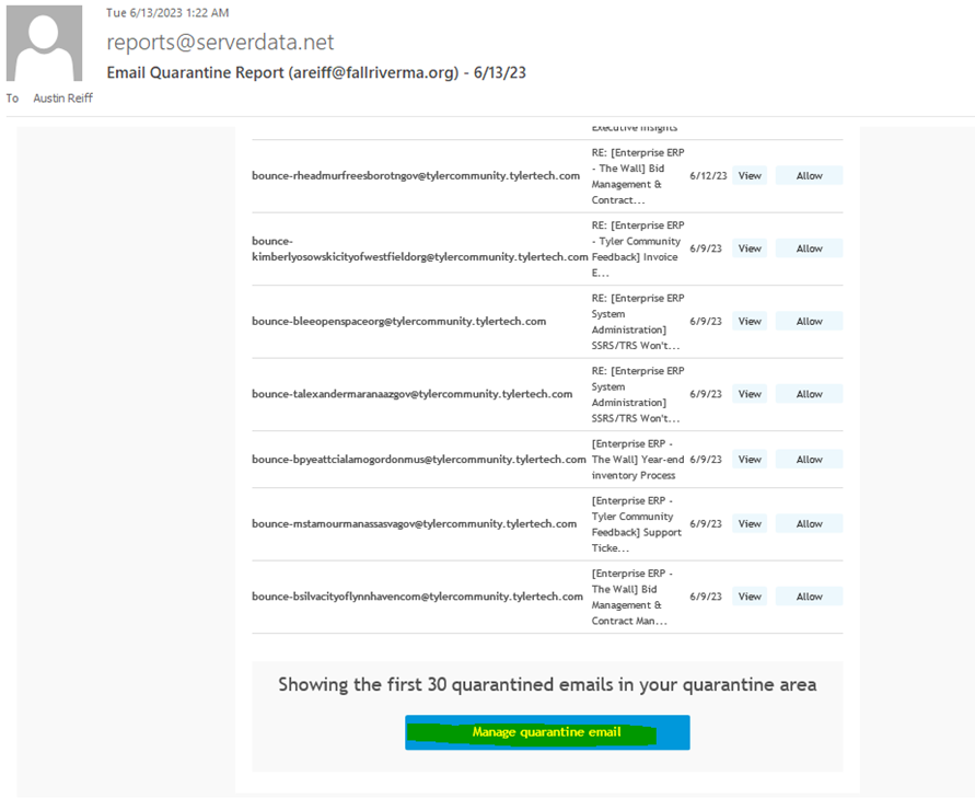 How to Manage A User’s Quarantine Emails – City of Fall River